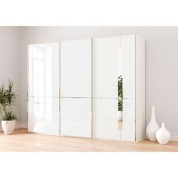 Musterring Schwebet&uuml;renschrank &raquo;Imola W&laquo; inkl. Einlegeb&ouml;den und Kleiderstangen, mit Glast&uuml;ren inkl. Zierspiegel wei&szlig; Floatglas, Holzwerkstoff B/H/T: 278,9cm x 