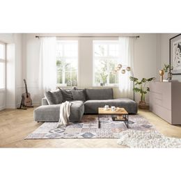 Musterring Ecksofa &raquo;Lucia bequem, elegant & zeitlos, elegante Sofa ohne Armlehnen&laquo; mit gro&szlig;em Longchair, verschiedene Farben, B304 x T224 cm grau 100% Polyester 
