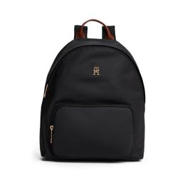 Tommy Hilfiger Damen Cityrucksack &raquo;POPETTE&laquo; Freizeitrucksack, Schulrucksack mit TH-Logoemblem schwarz Einheitsgr&ouml;&szlig;e