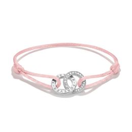 Thomas Sabo Damen Thomas Sabo Armband &raquo;Together Textilarmband&laquo; mit Zirkonia (synth.) rosa 24, Silber 925 (recycelt) Textil