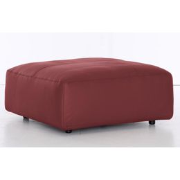 Musterring Hocker &raquo;LUCIA&laquo; rot Flachgewebe VALMONT (60% Baumwolle/40% Leinen);Leder PURO, pigmentiertes Leder;Microfaser CRONA (100% Polyester);Flachgewebe FLORIS