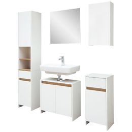 Badm&ouml;bel-Set &raquo;Quickset 100, 5-teilig, mit Holzeinlegeb&ouml;den, 94cm breit&laquo; 5 Stk. tlg. wei&szlig; Spanplatte B/H/T: 94cmcm x 200cmcm x 32,2cmcm