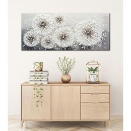 &Ouml;lgem&auml;lde &raquo;handarbeit PUSTEBLUMEN XXL 60x140 cm &ndash; Wandbild Kunst Deko&laquo; Blumen Blumenbilder Natur 1 Stk. tlg. handgefertigt, jedes Bild ein Unikat wei&szlig;