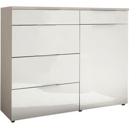 Wiemann Kombikommode &raquo;Como&laquo; vormontiert wei&szlig; Floatglas, Holzwerkstoff, Metall B/H/T: 100cm x 91,2cm x 43cm, 5 Stk., 1 Stk.