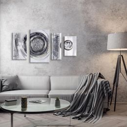 &Ouml;lgem&auml;lde &raquo;handarbeit 4-teilig KREISE GRAU 70x124 cm &ndash; Wandbild Deko&laquo; Abstrakt Abstrakte Formen Gem&auml;lde Kunst 1 Stk. tlg. handgefertigt, jedes Bild 
