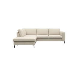 FLEXLUX Ecksofa &raquo;Fiore, bequem und komfortabel, zeitlos, L-Form&laquo; breite Armlehnen, F&uuml;&szlig;e Alu/schwarz, B/T 241/225 cm, Kaltschaum im Sitz wei&szlig; 100% 