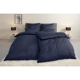 OTTO home Bettw&auml;sche &raquo;Mila ab Gr. 135x200 cm aus 100% Baumwolle&laquo; 3 Stk. zeitlos elegante Uni Bettw&auml;sche in verschiedenen Premium Qualit&auml;ten blau Mako-