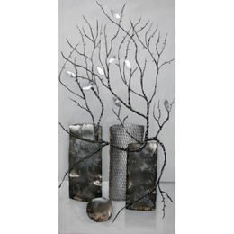&Ouml;lbild &raquo;&Ouml;lgem&auml;lde handarbeit VASE 40x80 cm &ndash; Wandbild Kunst Deko modern&laquo; Bl&auml;tter Ranken Vasen & T&ouml;pfe 1 Stk. tlg. handgefertigt, jedes Bild ein Unikat