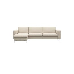 FLEXLUX Ecksofa &raquo;Fiore, super Sitzkomfort durch Kaltschaum im Sitz, L-Form&laquo; breite Armlehnen, Kaltschaum, F&uuml;&szlig;e Alu wei&szlig; 100% Echteder B/H/T: 262cm x 