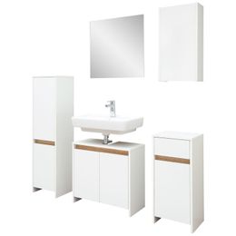 Badm&ouml;bel-Set &raquo;Quickset 100, 5-teilig, mit Holzeinlegeb&ouml;den, 94cm breit&laquo; 5 Stk. tlg. wei&szlig; Spanplatte B/H/T: 94cmcm x 200cmcm x 32,2cmcm
