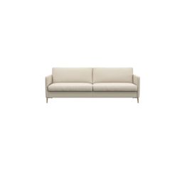 FLEXLUX 3-Sitzer &raquo;Fiore, super Sitzkomfort durch Kaltschaum im Sitz&laquo; schmale Armlehnen, F&uuml;&szlig;e Alu+ Eiche wei&szlig; 100% Echteder B/H/T: 214cm x 85cm x 92cm,