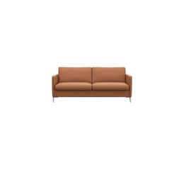FLEXLUX 2,5-Sitzer &raquo;Fiore, super Sitzkomfort durch Kaltschaum im Sitz&laquo; schmale Armlehnen, F&uuml;&szlig;e Alu braun 100% Echteder B/H/T: 181cm x 85cm x 92cm, 