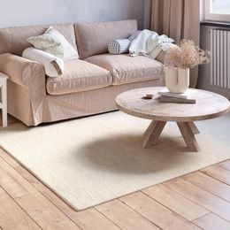 MyFlair Wollteppich &raquo;Isra&laquo; rechteckig 1,5 mm H&ouml;he Kurzflor, Handweb Teppich, meliert, reine Wolle, handgewebt beige Wolle B : 230cm 1 Stk., 1,5mm, L: 160cm
