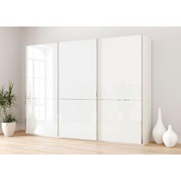 Musterring Schwebet&uuml;renschrank &raquo;Imola W&laquo; inkl. Einlegeb&ouml;den und Kleiderstangen, mit Glast&uuml;ren und Aufleistungen wei&szlig; Floatglas, Holzwerkstoff B/H/T: 295,2cm x 