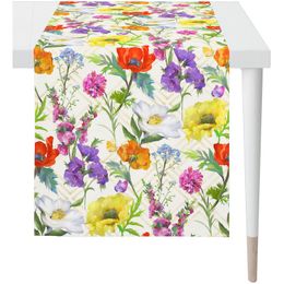 Apelt Tischdecke &raquo;7001&laquo; Sommerblumen all-over bunt Baumwollmischung B/L: 48cm x 140cm, 1 Stk.