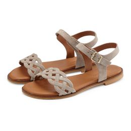 Lascana M&auml;dchen Lascana Sandale &raquo;Sommerschuh&laquo; Sandalette, Sommerschuh aus Leder mit Cut-Outs und weicher Innensohle beige 44