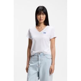 Hugo Damen Hugo T-Shirt &raquo;Classic V&laquo; mit Logo, V-Ausschnitt wei&szlig; XXL (44)
