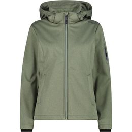 CMP Damen CMP Softshelljacke &raquo;WOMAN JACKET ZIP HOOD&laquo; mit Kapuze mit Kinnschutz, atmungsaktiv, wasserdicht gr&uuml;n 38