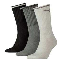 Puma Damen Puma Socken &raquo;Puma UNISEX STRIPED CREW SOCK 3P&laquo; 3 Paar, 3 Stk. tlg. Komfort-Bund, Frottee-Polsterung, flache Zehennaht schwarz 47-49