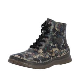Rieker Damen Schn&uuml;rboots Keilabsatz, Herbstboots mit modischen Kontrastn&auml;hten bunt 42