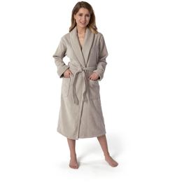 M&ouml;ve Unisex-Bademantel &raquo;Schalkragen Velours, ideal f&uuml;r Sauna & Spa, Hotelbademantel&laquo; 1 Stk. edel gestalteter Saum grau Velours S L: 125cm
