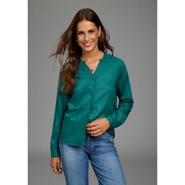 Laura Scott Damen Longbluse Vorne kurz, hinten l&auml;nger geschnitten, &Auml;rmel krempelbar gr&uuml;n 46