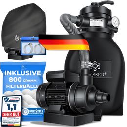 Kesser&reg; Sandfilter Sandfilteranlage + 800g Filterb&auml;lle ersetzen 25kg Filtersand- Poolfilter 10 m&sup3;/h Filteranlage Filterkessel f&uuml;r Pool Schwimmbecken 4-Wege Ventil , einfache Steuerung