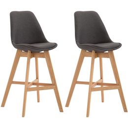 CLP 2er Set Barhocker Cannes Stoff-Bezug I Thekenhocker mit Eichenholz-Gestell