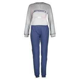 COTONELLA Pyjama in Grau/ Dunkelblau - 64% | Gr&ouml;&szlig;e S | Damen-loungewear