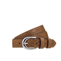 Tamaris Damen Lederg&uuml;rtelcamel, Gr. 85, gemustert, unifarben, Rindsleder, G&uuml;rtel, mit Doppelschnalle, aus Rindsleder