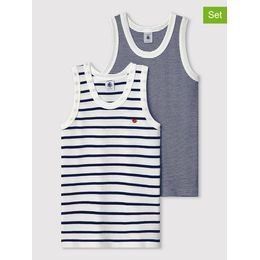 Petit Bateau 2er-Set: Unterhemden in Blau/ Wei&szlig; - 18% | Gr&ouml;&szlig;e 116 | Kinder-waesche