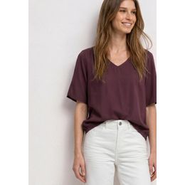 Street One Damen Blusentoprustic rouge, Gr. 38, unifarben, Web, Obermaterial: 100% Viskose, Blusen, weich fallender Viskosemix, Elastikbund,