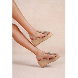 Foreverfolie Keilsandaletten in Khaki - 64% | Gr&ouml;&szlig;e 37 | Damen-sandalen