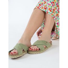 BACKSUN Leder-Pantoletten "Lauren" in Khaki - 60% | Gr&ouml;&szlig;e 37 | Damen-pantoletten
