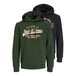 Jack & Jones JACK & JONES Sweatshirt male size XL Dark green / Orange / Black / White