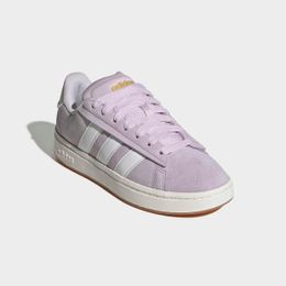 Damen Sneaker "GRAND COURT ALPHA", adidas Sportswear, Gr. 38,5ice lavender, ftwr wei&szlig;, gold metallic, Leder, Textil, Schuhe, inspiriert vom Design