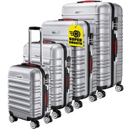 Monzana Hartschalenkoffer Set 4tlg Rollen 360o Silber ABS