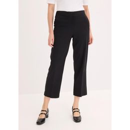bonprix Damen 3/4-Hoseschwarz, festlich, Gr. 36, Obermaterial: 65% Polyester, 30% Viskose, 5% Elasthan, Hosen, Regular Fit, mit Schlitz, aus