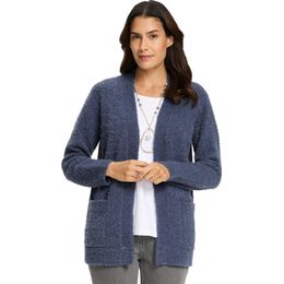 CR&Eacute;ATION L Damen Strickjacke aus flauschigem Boucl&eacute;-Garn rauchblau Gr&ouml;&szlig;e 44