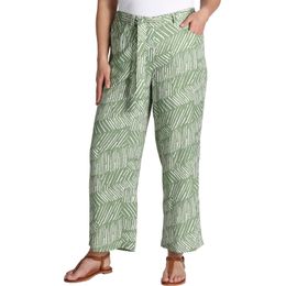 sheego Damen 7/8-Hose mit Alloverprint und Bindeg&uuml;rtel eucalyptus-ecru-bedruckt Gr&ouml;&szlig;e 50