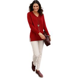 CR&Eacute;ATION L Damen Longpullover mit V-Ausschnitt dunkelrot Gr&ouml;&szlig;e 40