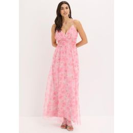 bonprix Maxikleid aus zartem T&uuml;ll mit Drapierung, wei&szlig;, Gr.38, Romantisch und feminin: Maxikleid aus zartem T&uuml;ll mit gekr&auml;useltem Taillen-Einsatz