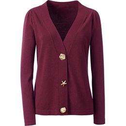 CR&Eacute;ATION L Damen Cardigan mit Druckkn&ouml;pfen bordeaux Gr&ouml;&szlig;e 42