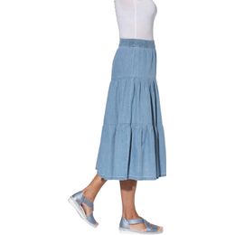 CR&Eacute;ATION L Damen Jeansrock in Stufenform blue-bleached Gr&ouml;&szlig;e 54