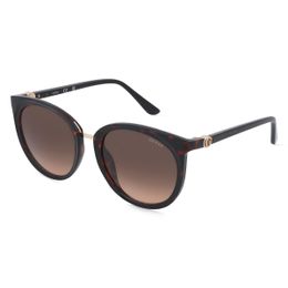 Guess GU00282 | Damen-Sonnenbrille | Fassung: Vollrand, Rund, Kunststoff, Havanna Dunkel | Glasfarbe: Braun Verlaufend