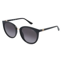 Guess GU00282 | Damen-Sonnenbrille | Fassung: Vollrand, Rund, Kunststoff, Schwarz Gl&auml;nzend | Glasfarbe: Grau Verlaufend