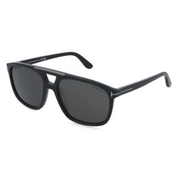 Tom Ford FT1338-N BRIANNA-02 | Unisex-Sonnenbrille | Fassung: Vollrand, Pilot, Acetat, Schwarz Gl&auml;nzend | Glasfarbe: Grau