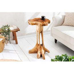 Riess Ambiente Massivholz Beistelltisch ROOT 70cm natur Teak aus Wurzelholz im Stelzen-Design Riess-Ambiente