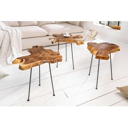 Riess Ambiente Einzigartiger Beistelltisch WILD 40cm Teakholz Baumscheibe Couchtisch Riess-Ambiente organisch Natur Rustikal