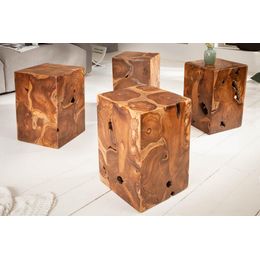 Riess Ambiente Massiver Beistelltisch SQUARE 30cm Teakholz W&uuml;rfel Sitzhocker Riess-Ambiente quadratisch Natur Rustikal